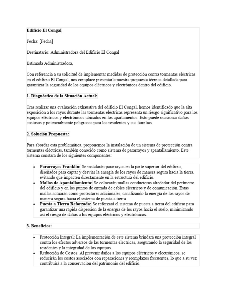 Edificio El Congal Prpuesta de Apntallamiento Aterrizaje | PDF | Relámpago