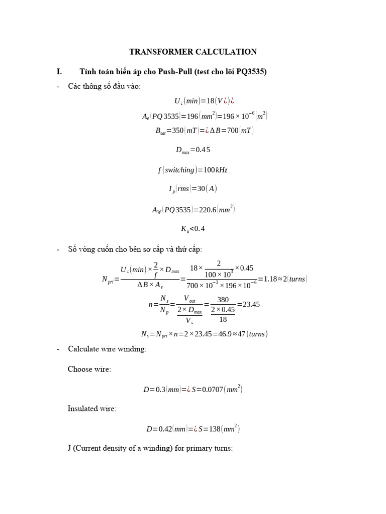 Tính Toán Biến Áp | PDF | Electronics | Physical Quantities
