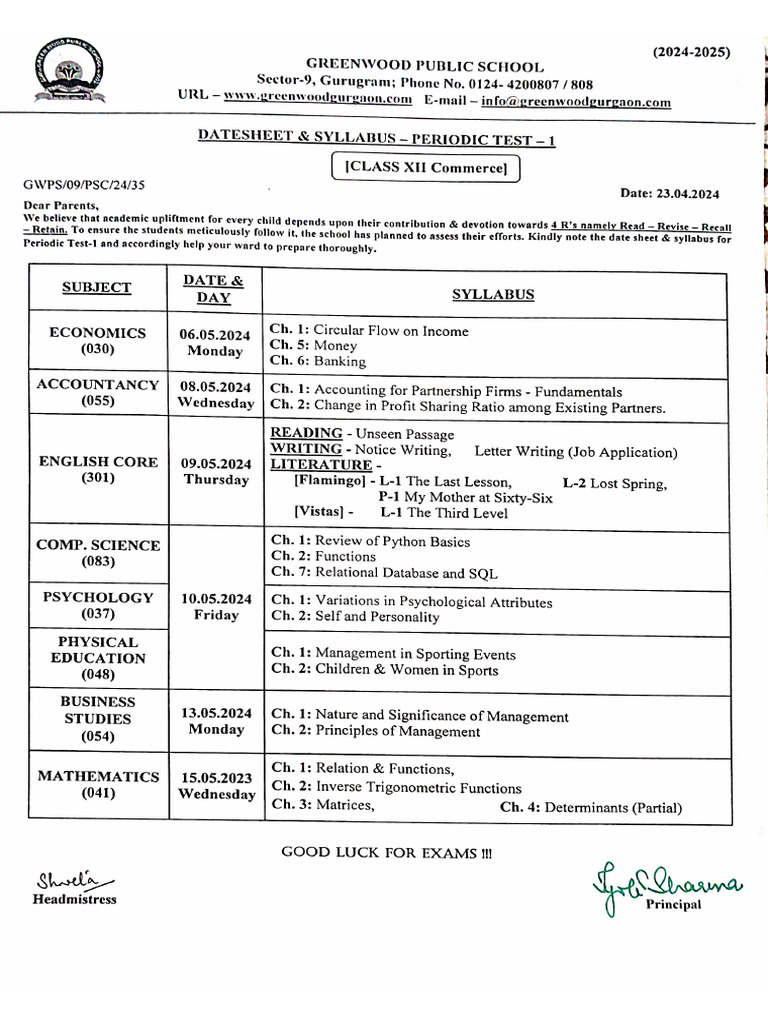 Class1112th Basic Syllabus | PDF