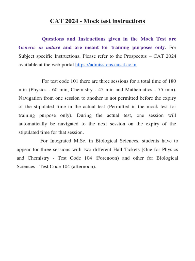CAT 2024 Mock Test Guide | PDF | Computers