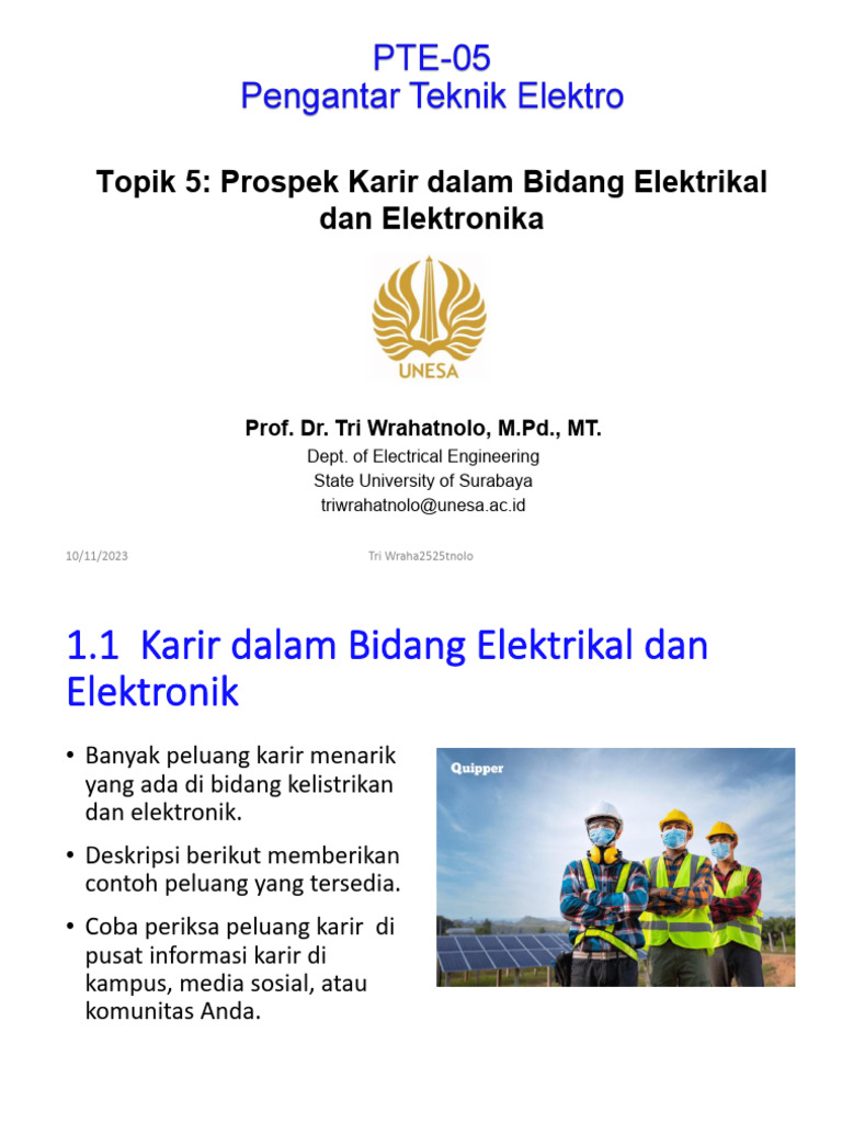 PTE-5 Prospek Karir Bidang Elektrical Dan Elektronik | PDF