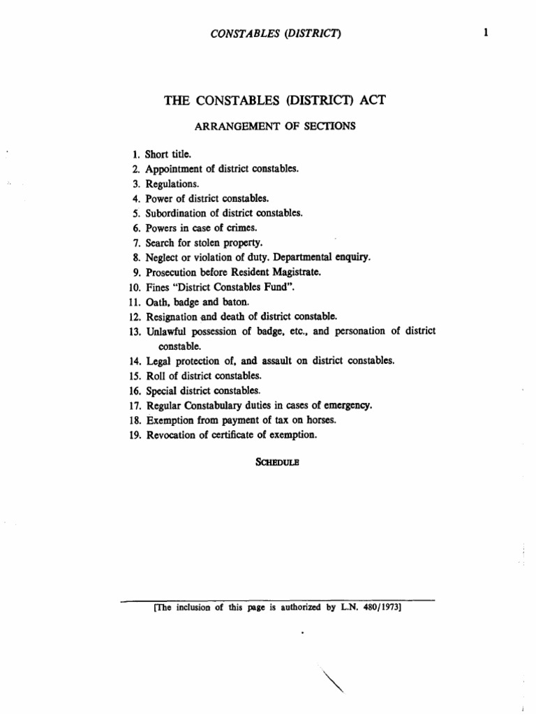 The Constables (District) Act | PDF | Constable | Search Warrant