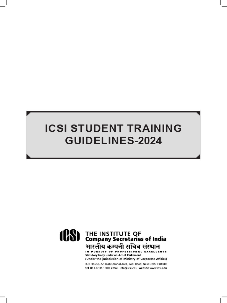 Icsi Student Training GUIDELINES-2024 | PDF | Limited Liability ...