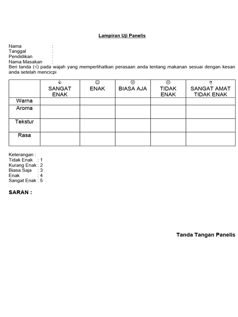 Form Uji Panelis | PDF