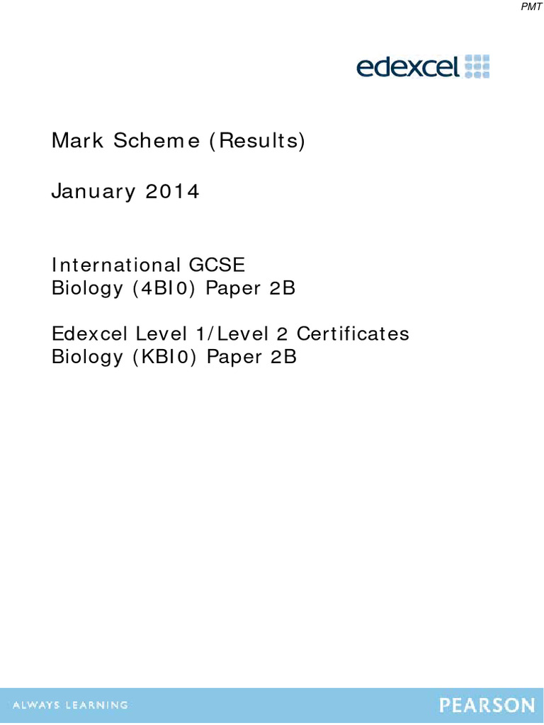 January 2014 MS - Paper 2B Edexcel Biology IGCSE | PDF | Biology