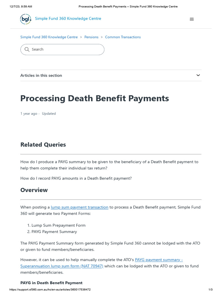 Processing Death Benefit Payments | PDF | Financial Services | Public ...
