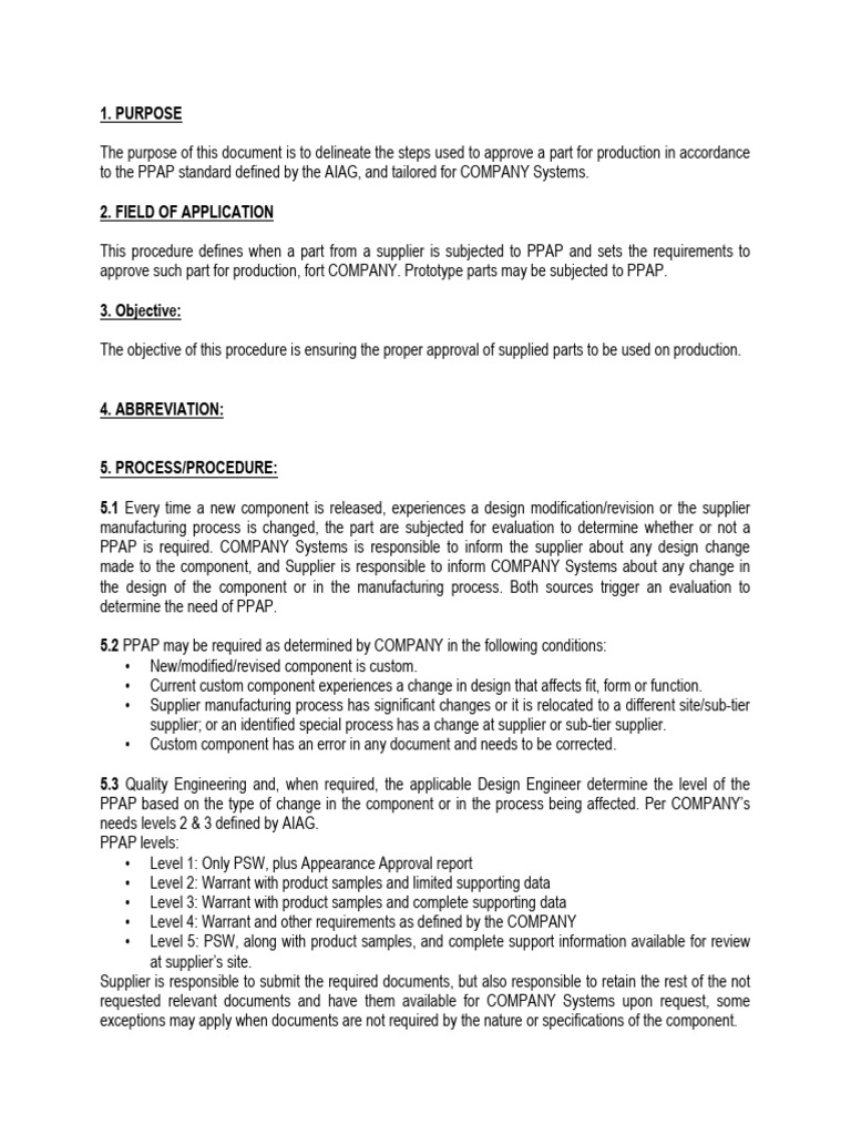 PPAP | PDF | Specification (Technical Standard) | Engineering