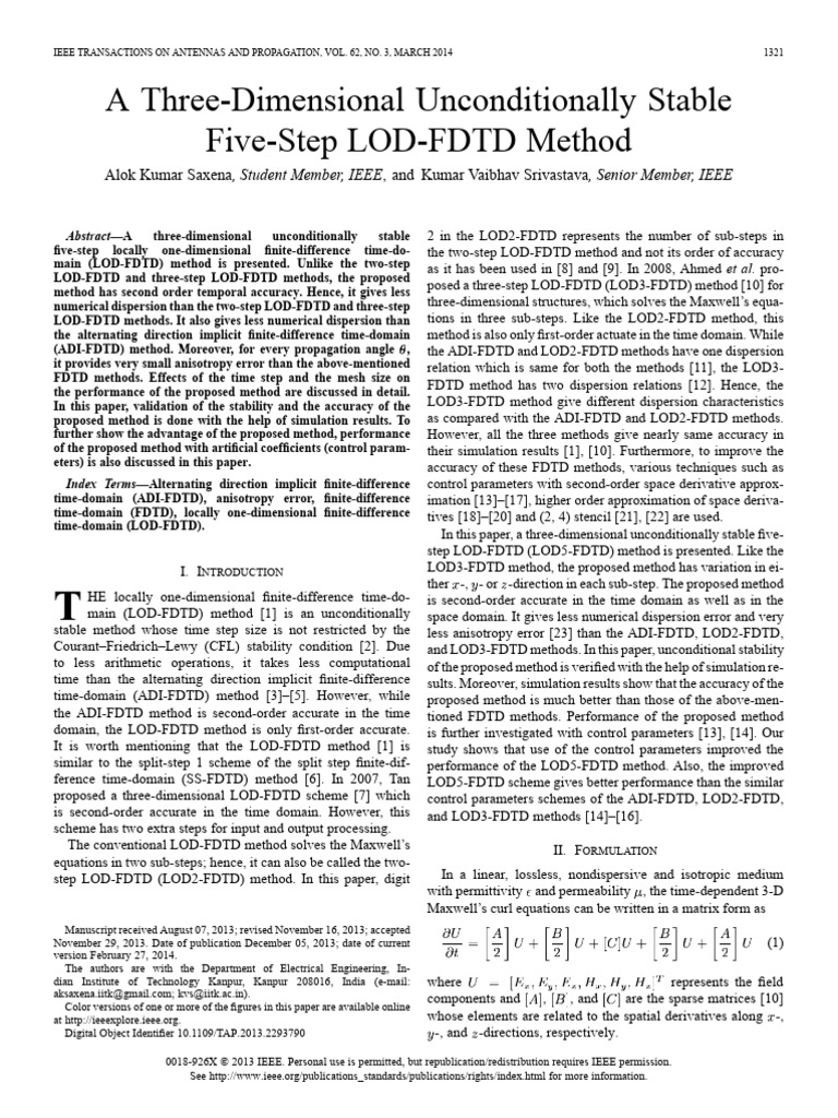 Five Step Lod FDTD Method | PDF | Dispersion (Optics) | Waves