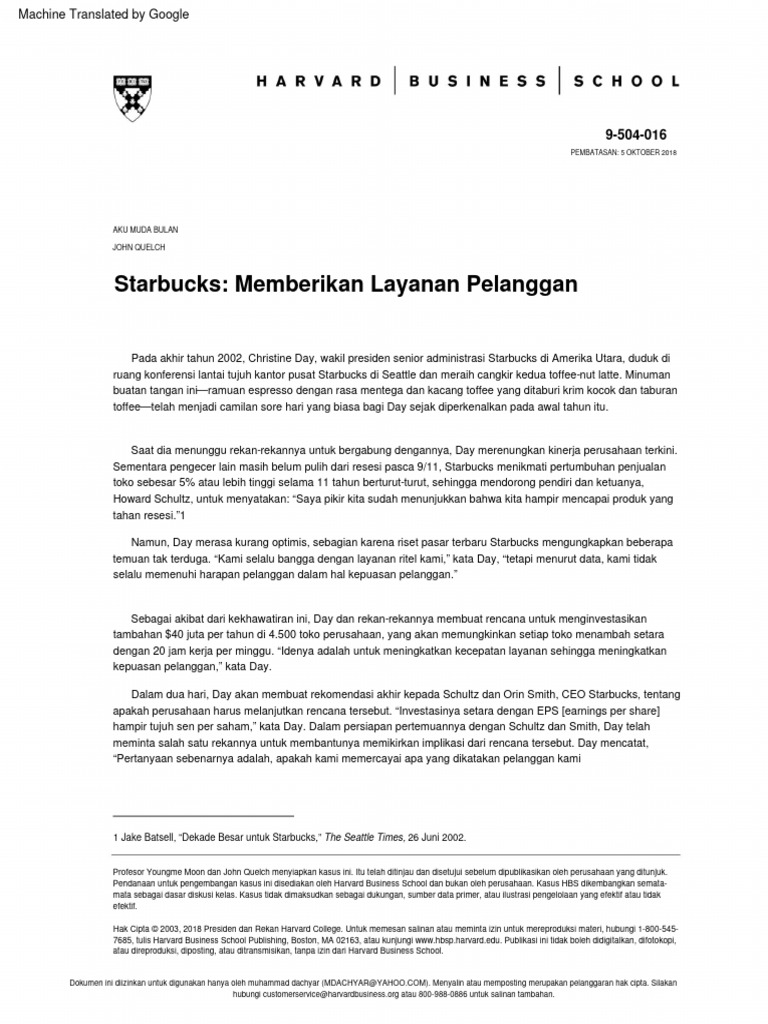 CASE - Starbuck Delivering Customer Service - Unlocked | PDF | Bisnis