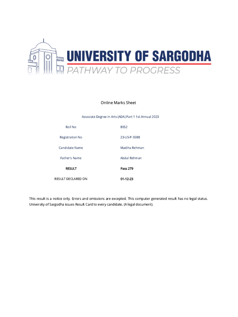 Welcome To UOS - University of Sargodha | PDF