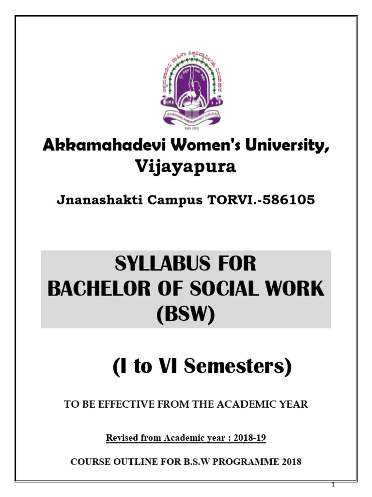 BSW Syllabus Overview for Akkamahadevi University | PDF | Psychotherapy ...