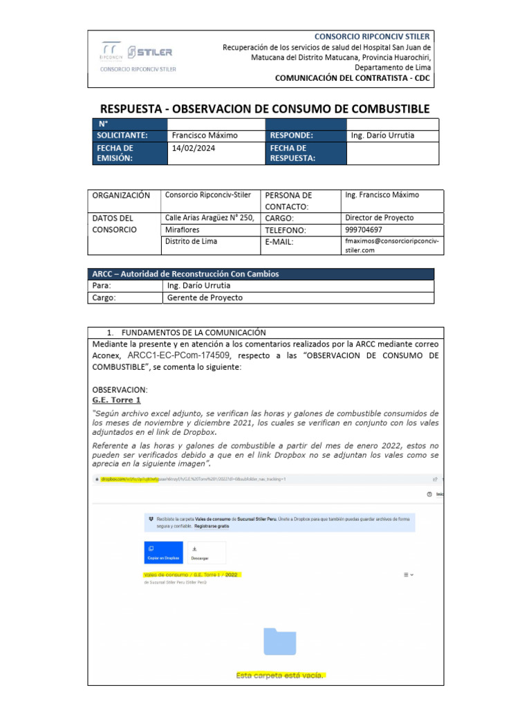 Respuesta Observacion Vales de Combustible | PDF | Lima