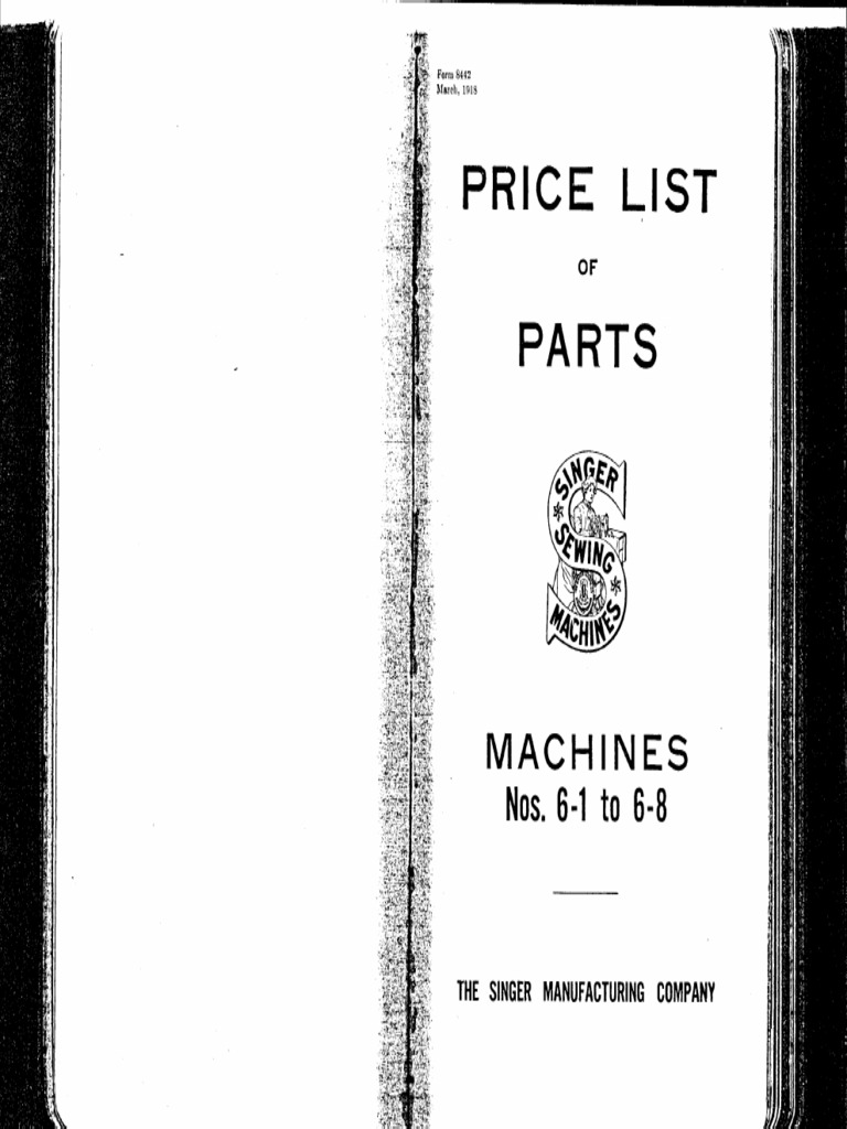 Singer 6 - 1 To 6 - 8 Parts List | PDF