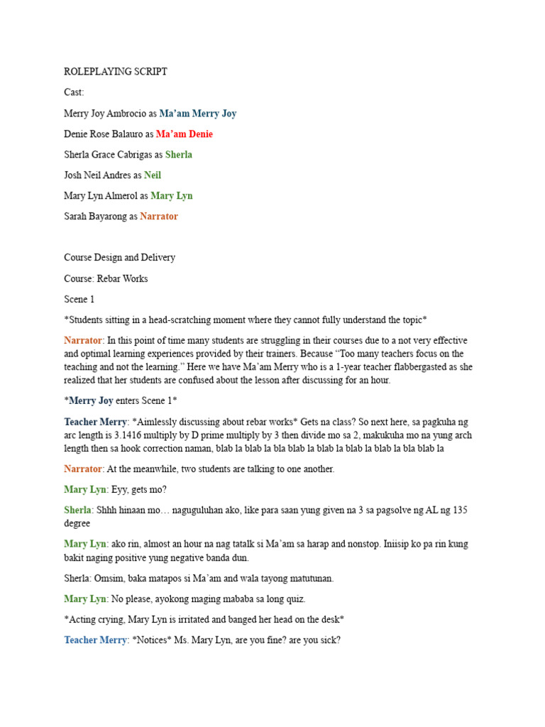 Roleplaying-Script Educ5 | PDF | Psychological Theories | Behaviorism