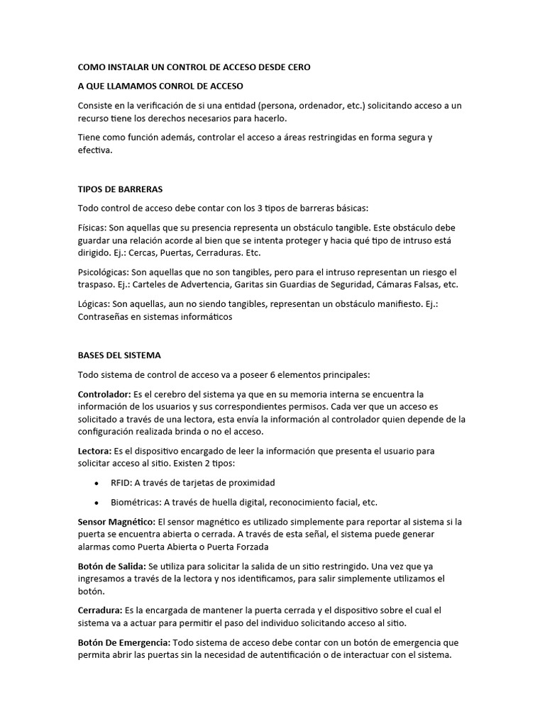 Como Instalar Un Control De Acceso Desde Cero Pdf Software 