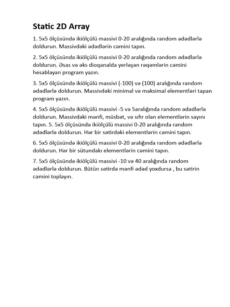 Static 2D Array | PDF