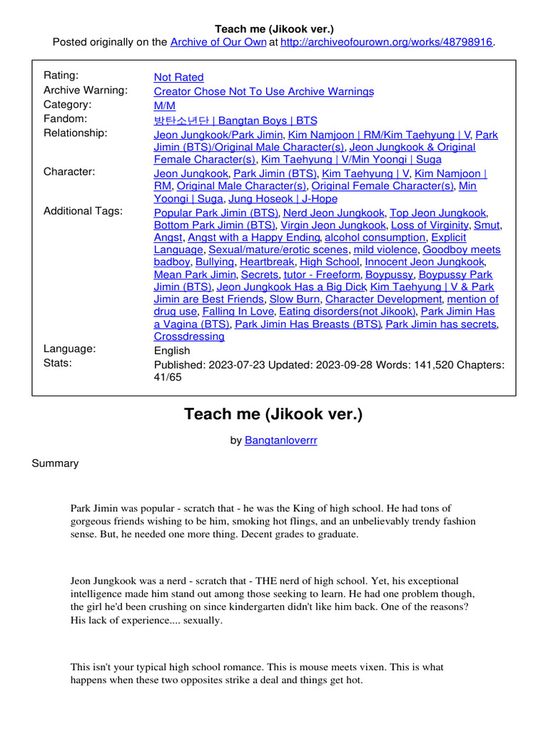 Teach Me Ao3 Ver | PDF