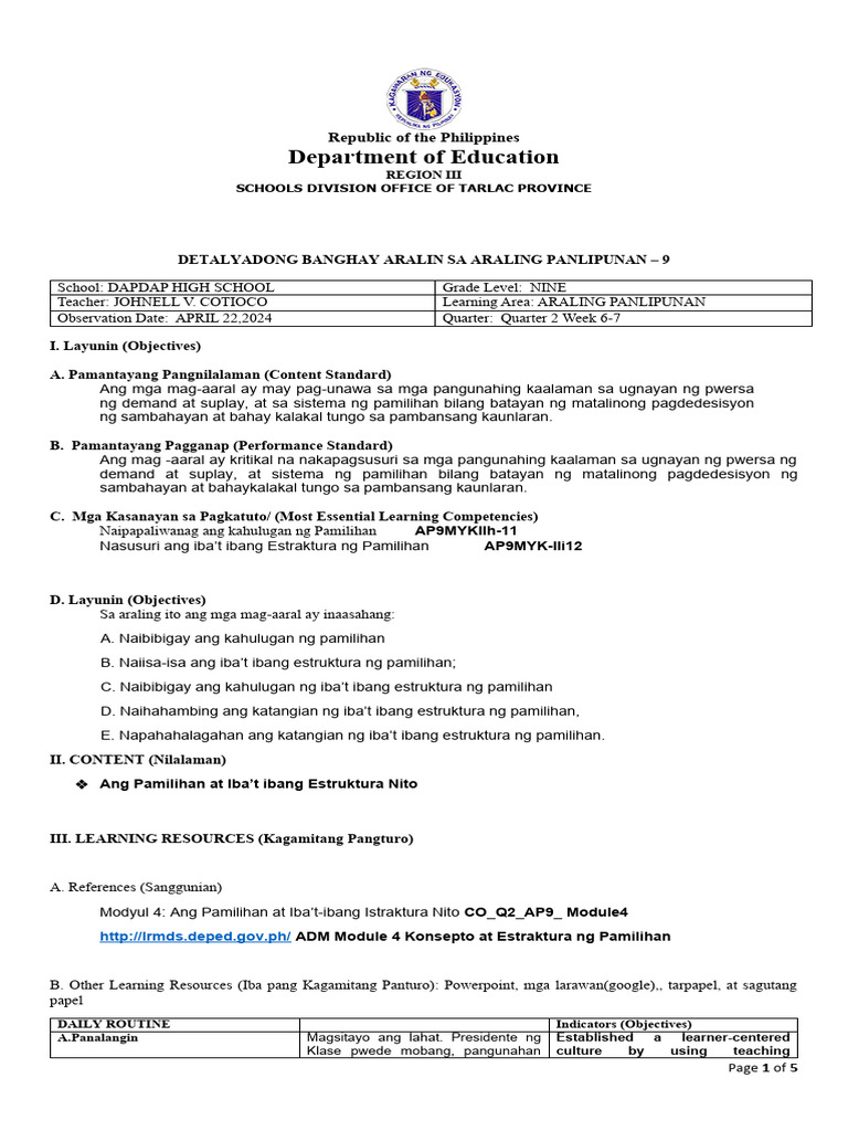 Sample Deped Format | PDF