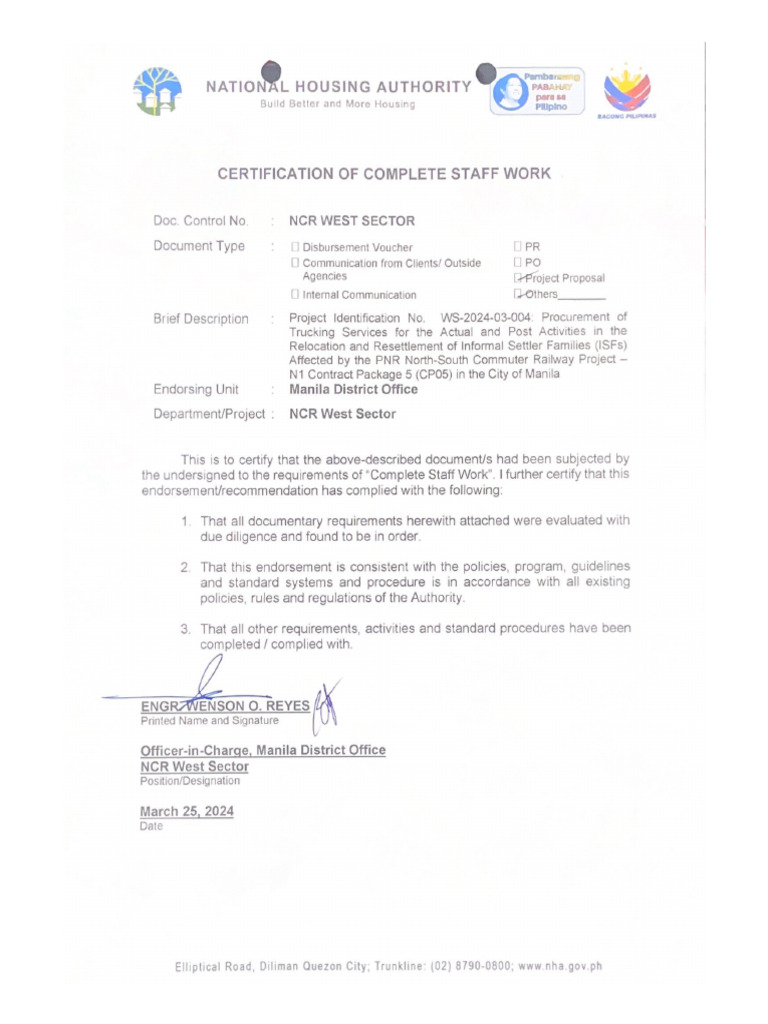 Certification of Complete Staff Work - Truck | PDF