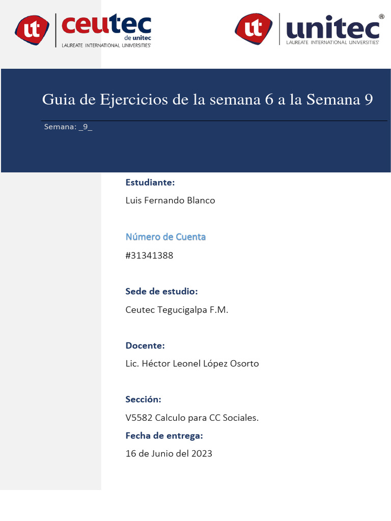 S9 - Guía de Ejercicios 9.1 - Tarea Integradora-Ejercicios de La Semana 6 A La Semana 9 - Luis ...