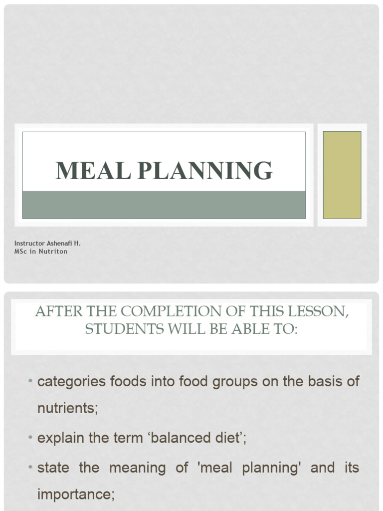 Meal Planning | PDF | Foods | Diet & Nutrition