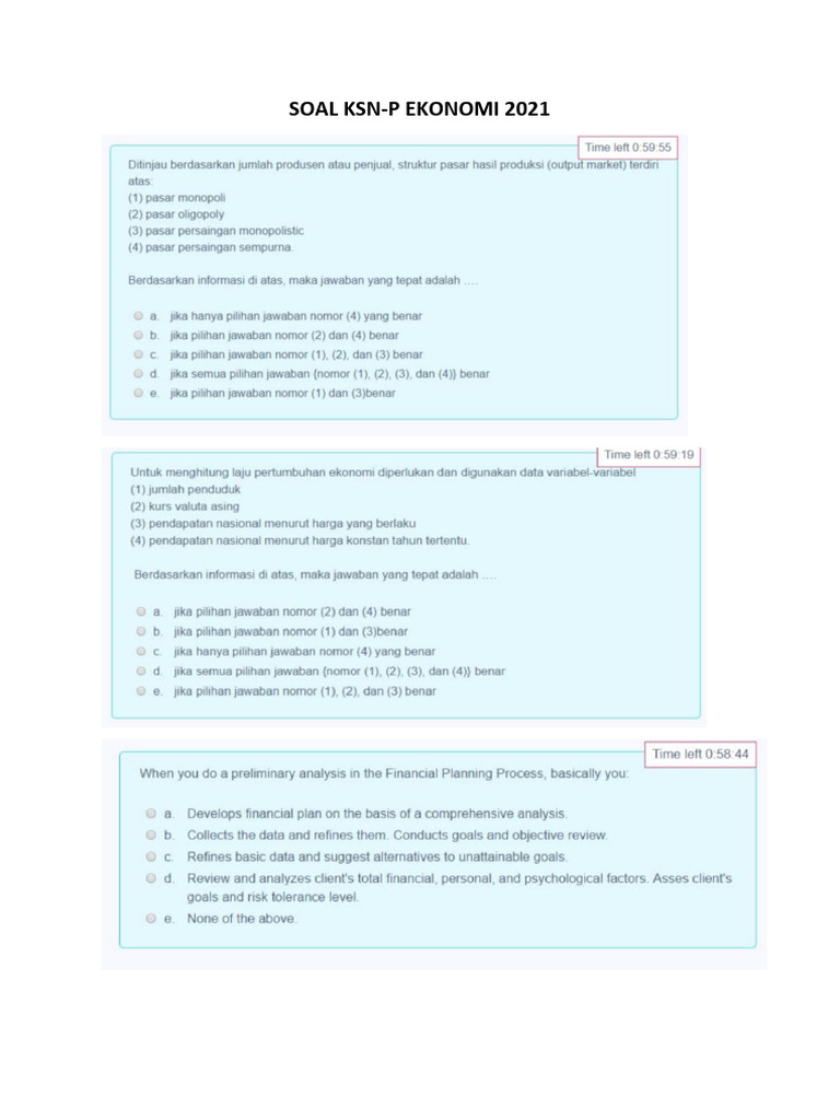 SOAL KSN EKONOMI 2021 | PDF