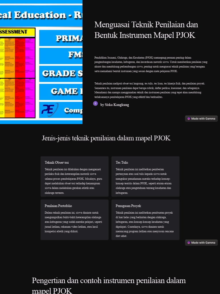 Menguasai Teknik Penilaian Dan Bentuk Instrumen Mapel PJOK | PDF