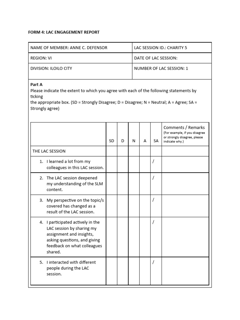 LAC Session Feedback Summary | PDF | Communication | Behavior Modification