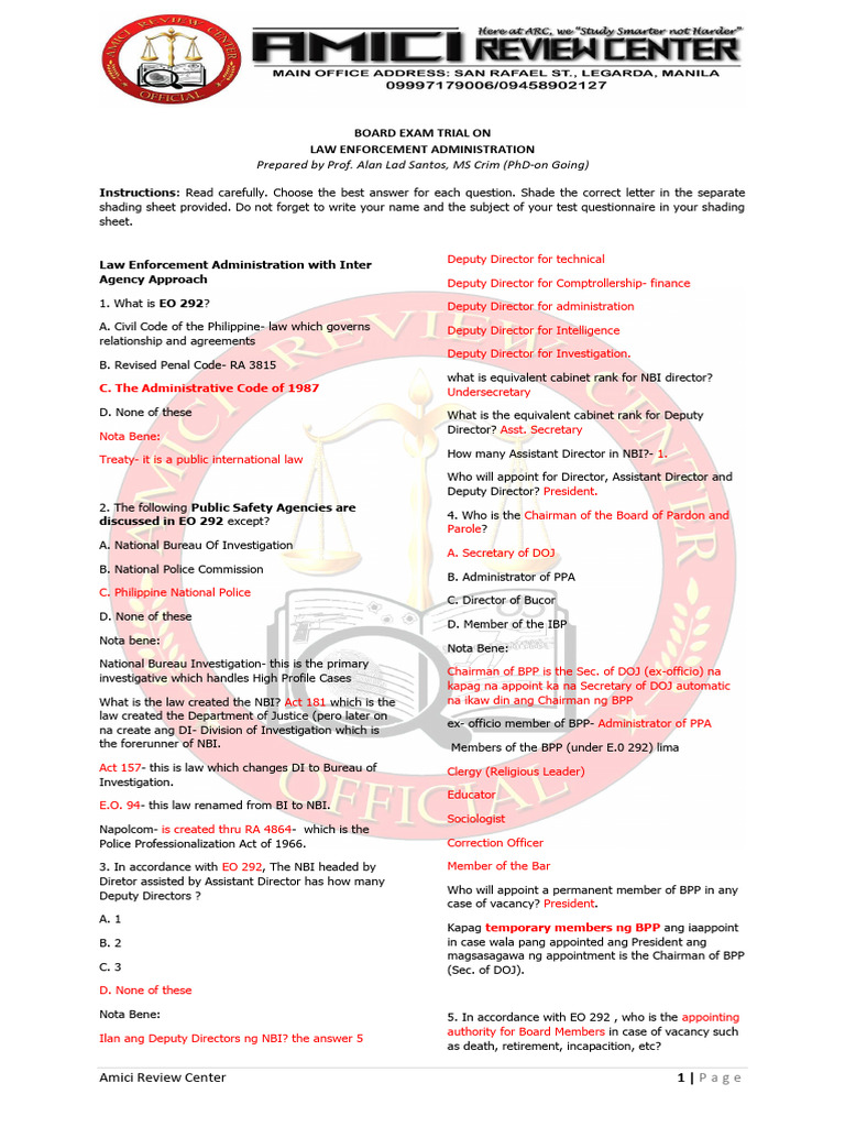 Law Enforcement Administration Quiz Guide | PDF | Probation | Search ...