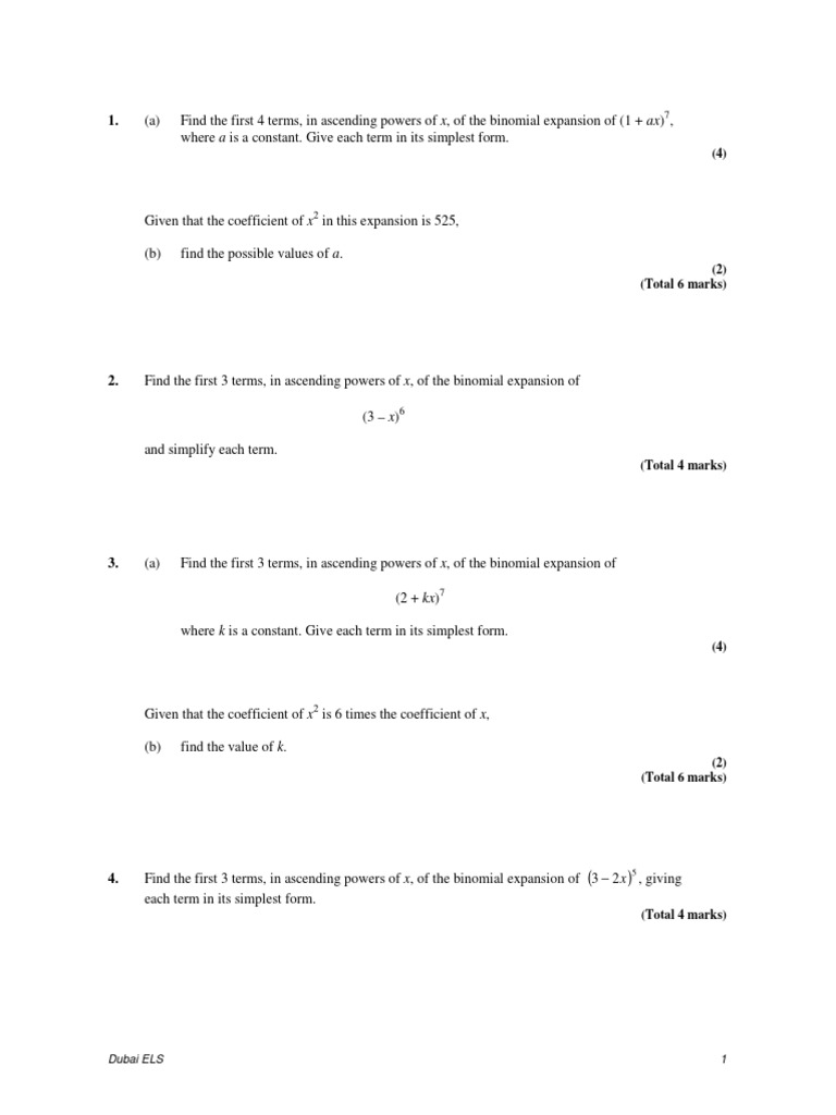 c2_binomial_series | PDF | Numbers | Arithmetic