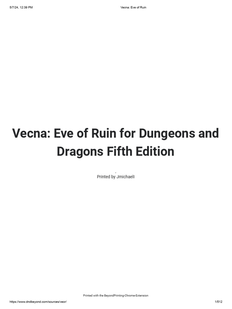 Vecna Eve of Ruin | PDF | D20 System | Gary Gygax Games