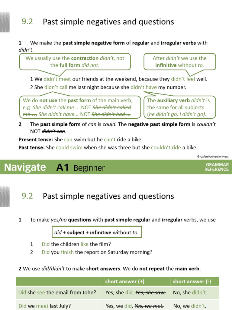 Past Simple Negatives and Questions Basic 3 | PDF | Verb | English Language