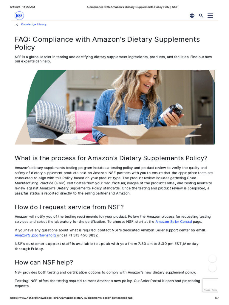 Compliance With Amazon's Dietary Supplements Policy FAQ - NSF | PDF ...