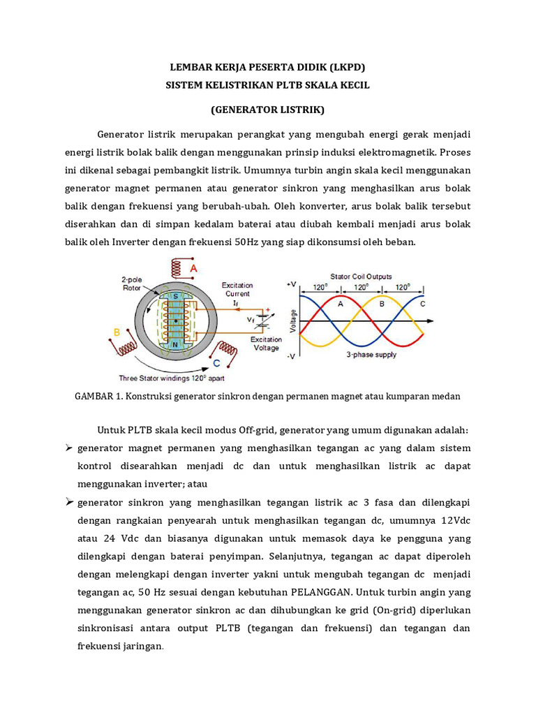 Materi Dan LKPD Generator PLTB | PDF