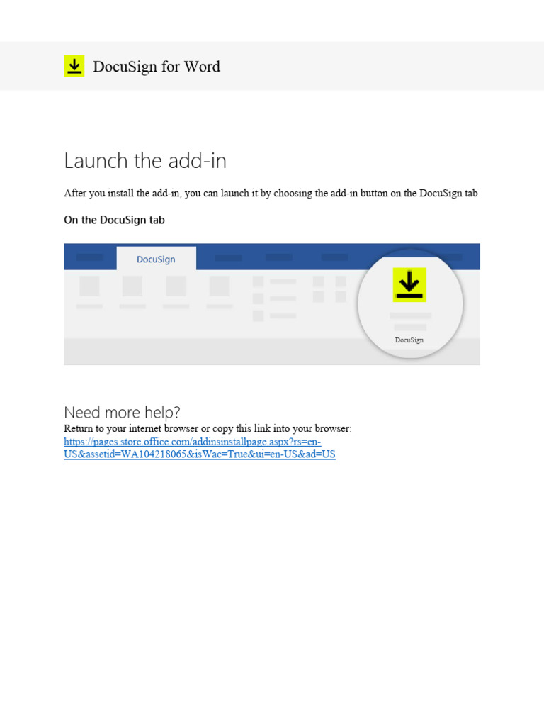 DocuSign Add-In Launch Guide | PDF