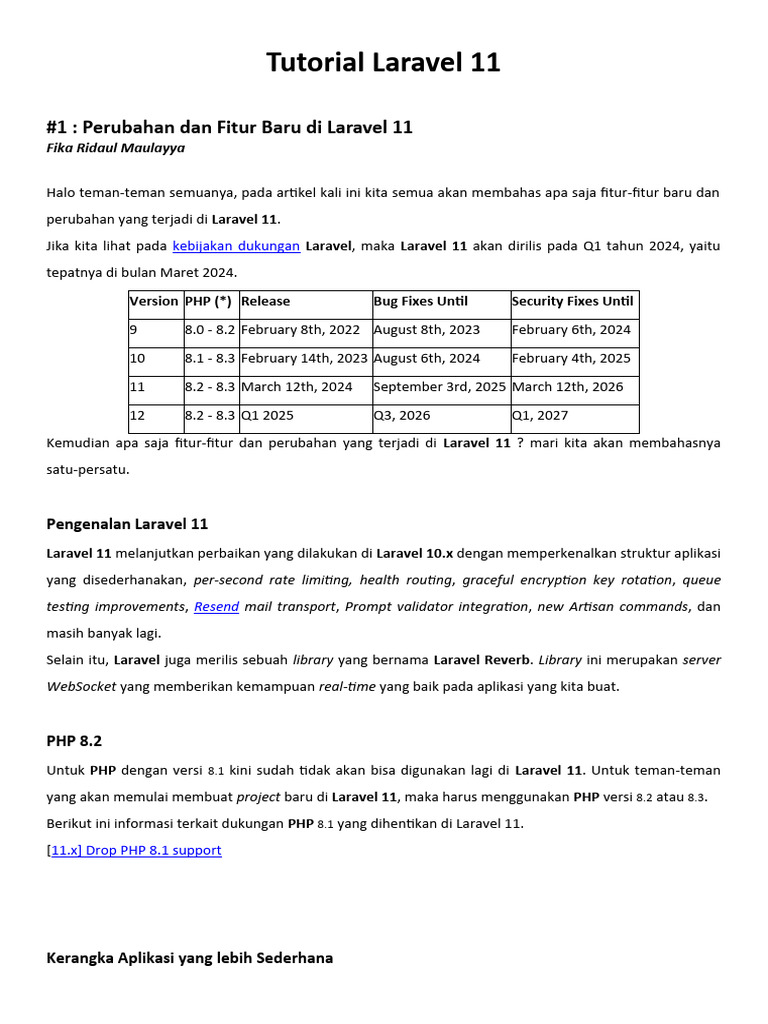 Tutorial Laravel 11 | PDF | Komputer | Teknologi & Rekayasa
