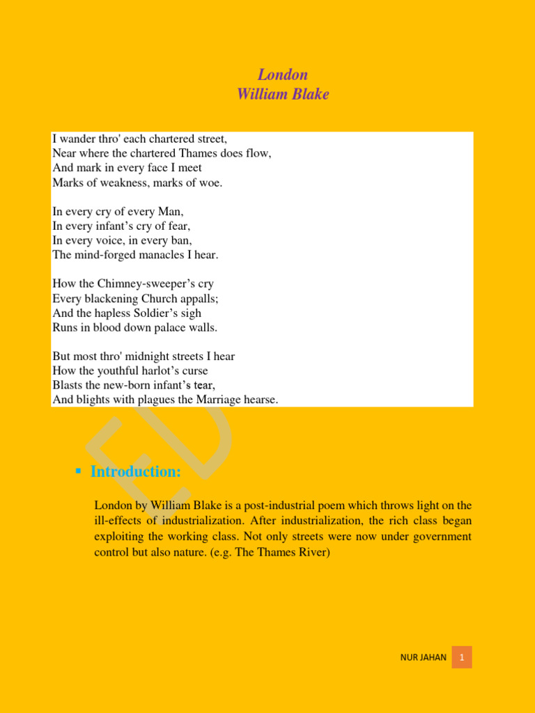 London (WB) | PDF | William Blake | Poetry