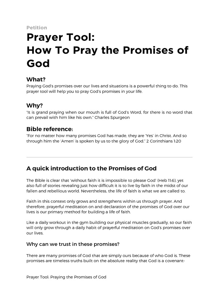 Praying God's Promises Effectively | PDF | Prayer | God