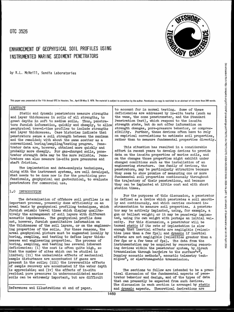 R.L. McNeil - Instrumented Marine Sediment Penetrometer | PDF ...