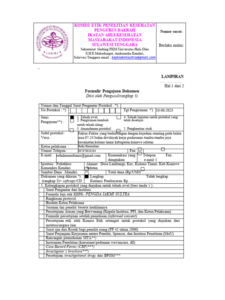 01 FORM PENGAJUAN_REFNI HARMUFIANI | PDF