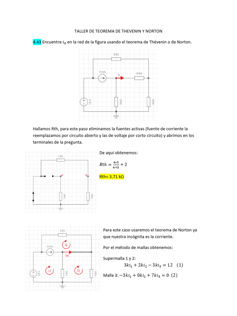 Análisis de Circuitos con Thévenin y Norton | PDF | Red eléctrica ...