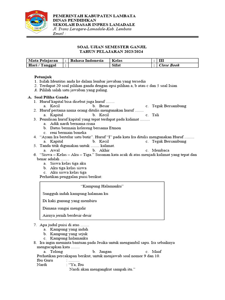 Bindo Ganjil 2023 | PDF | Seni & Disiplin Bahasa