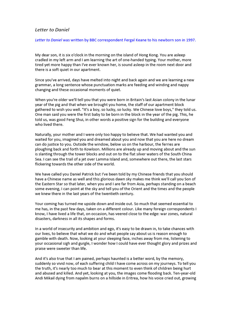 letter-to-daniel-text-and-activities | PDF