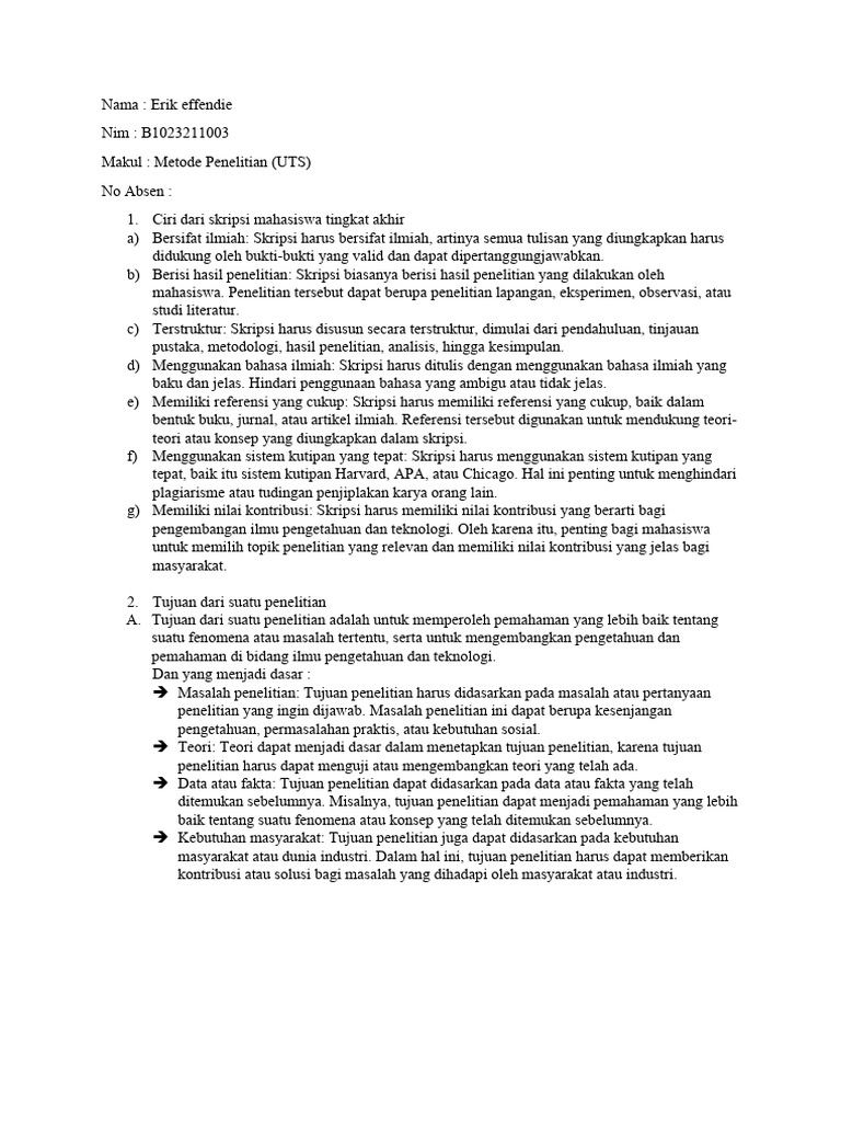 UTS Metode penelitian | PDF