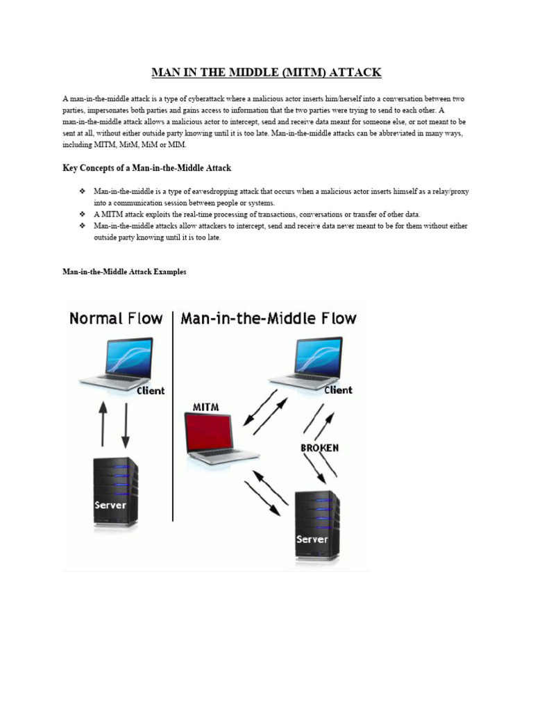 MAN IN THE MIDDLE MITM ATTACK Man in The | PDF | Computer Network ...