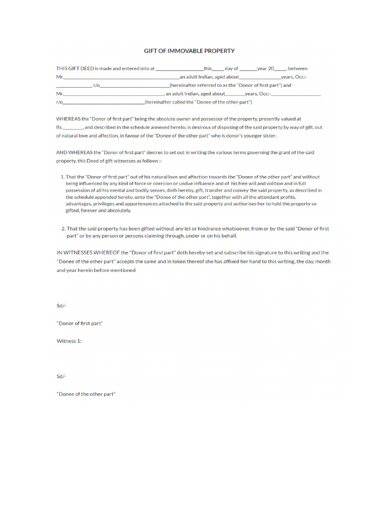 Gift Deed | PDF