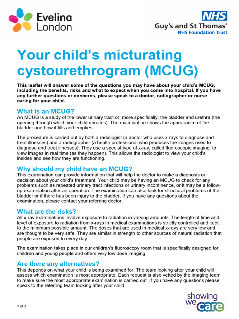 Your Childs Micturating Cystourethogram (Mcug) | Download Free PDF ...