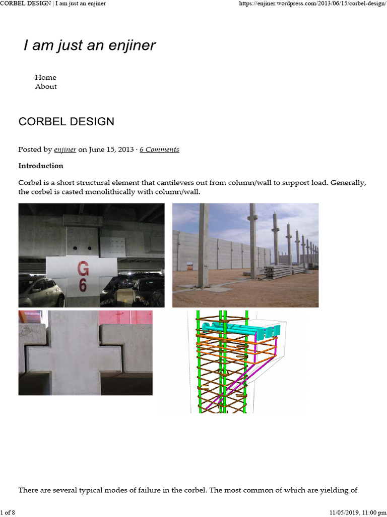 CORBEL DESIGN - I Am Just An Enjiner | PDF | Strength Of Materials ...