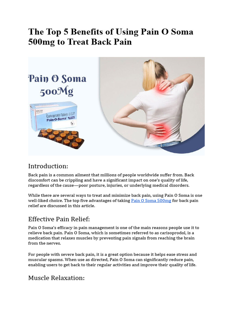 The Top 5 Benefits of Using Pain O Soma 500mg To Treat Back Pain | PDF ...