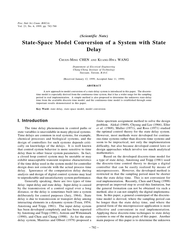 System With Delay To SS1 | PDF | Control Theory | Discrete Time And Continuous Time